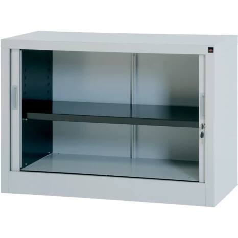 Realspace Tambour Cupboard Lockable with 1 Shelf Steel 1000 x 450 x 700mm Grey Viking Direct IE