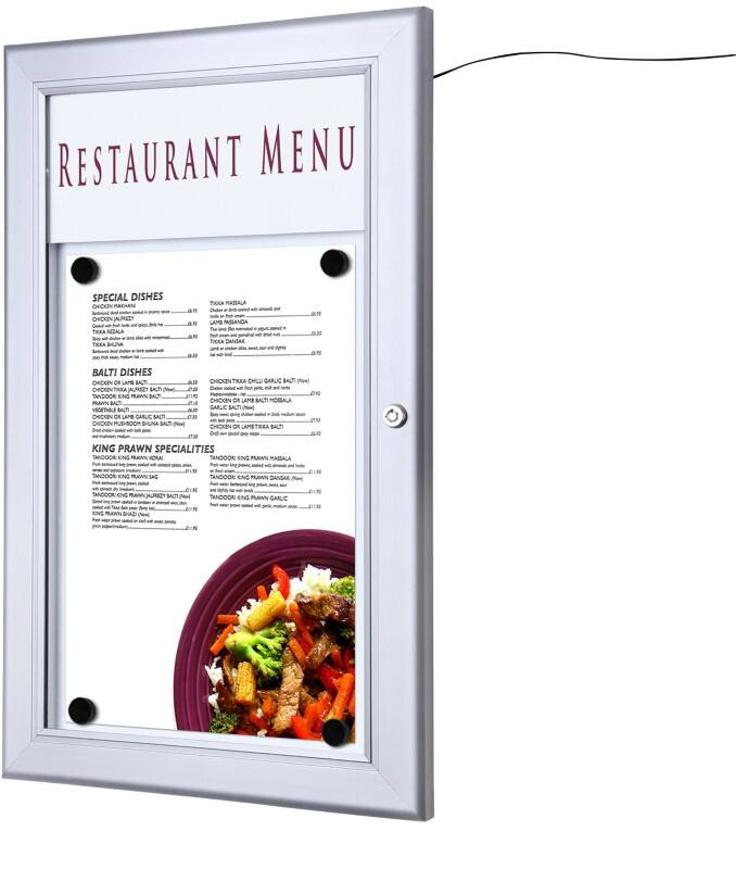 SHOWDOWN Menu Board Magnetic A4 Wall Mounted with Screws Lockable 29 (W ...